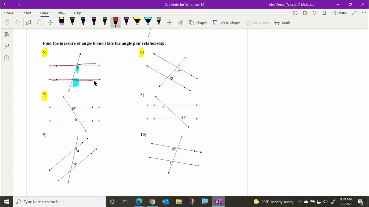 9.1.1 Parallel Line Angle Pair Relationships - YouTube
