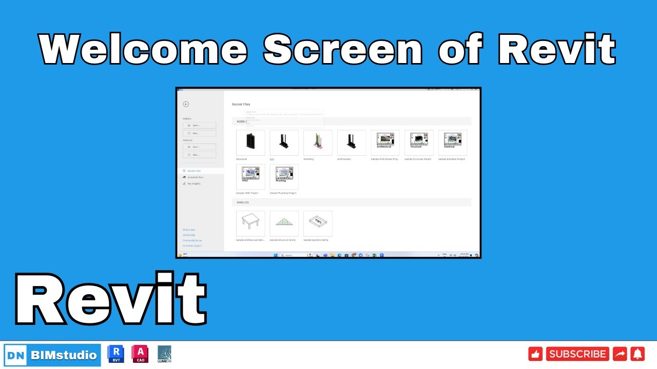 Welcome Screen Of Revit | Revit | Hindi | - YouTube