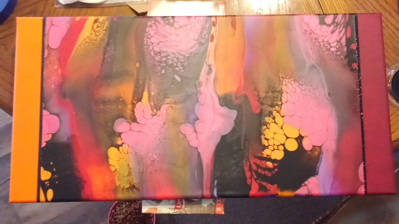 #133 Acrylic Puddle Swipe Painting in Rainbow Colors - YouTube