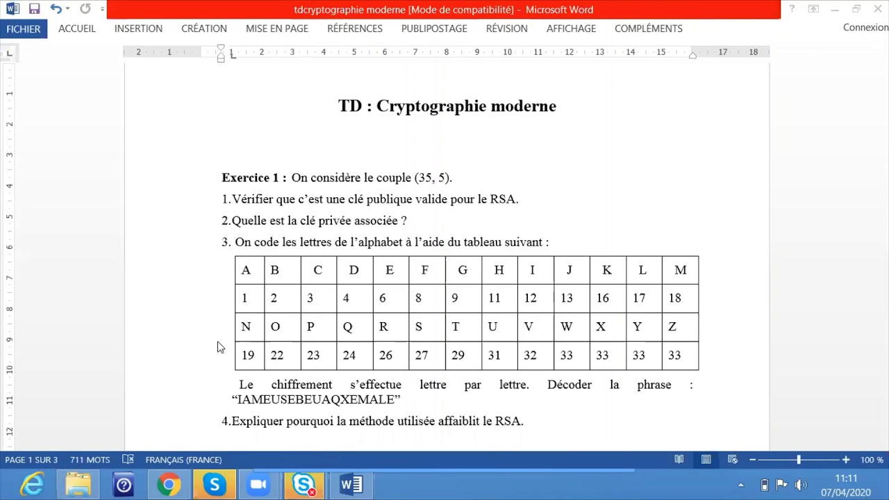 TD cryptographie moderne partie 1 - YouTube