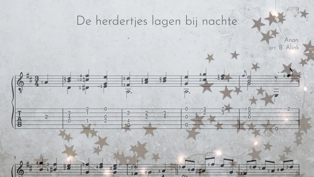 De herdertjes lagen bij nachte - Anon. - Classical Guitar Score+TAB ...