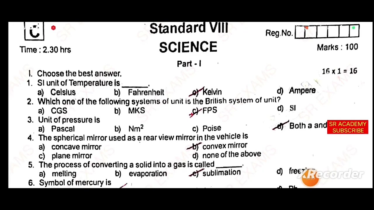 8th std science quarterly exam 2023|previous yea original question ...