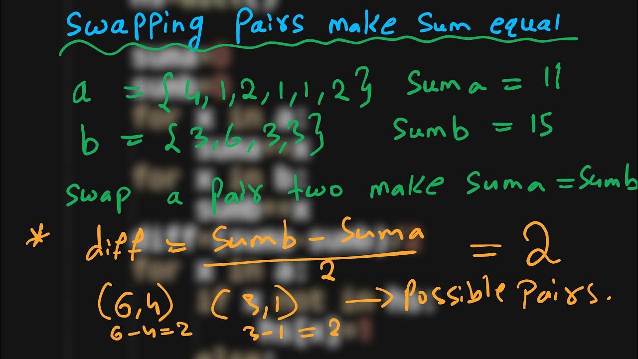 6.Swapping pairs make sum equal | Hashing | Python | GFG | Must Do Coding Interview Questions ...