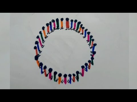 how to draw 3D people || Easy drawing || Easy way to draw group of ...
