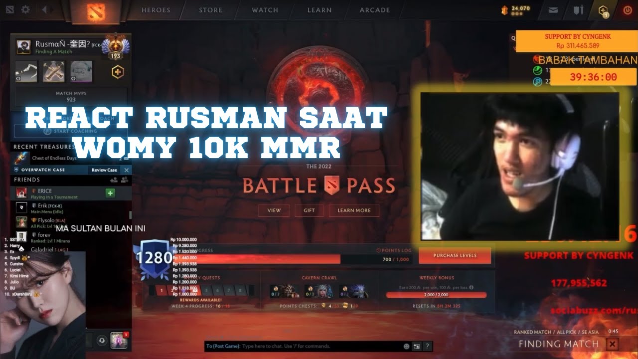 REACT RUSMAN SAAT WOMY MENDAPATKAN 10K MMR - YouTube