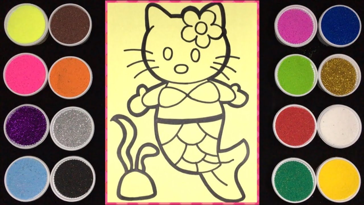 Sand painting hello Kitty mermaid / Lukisan pasir putri duyung hello ...