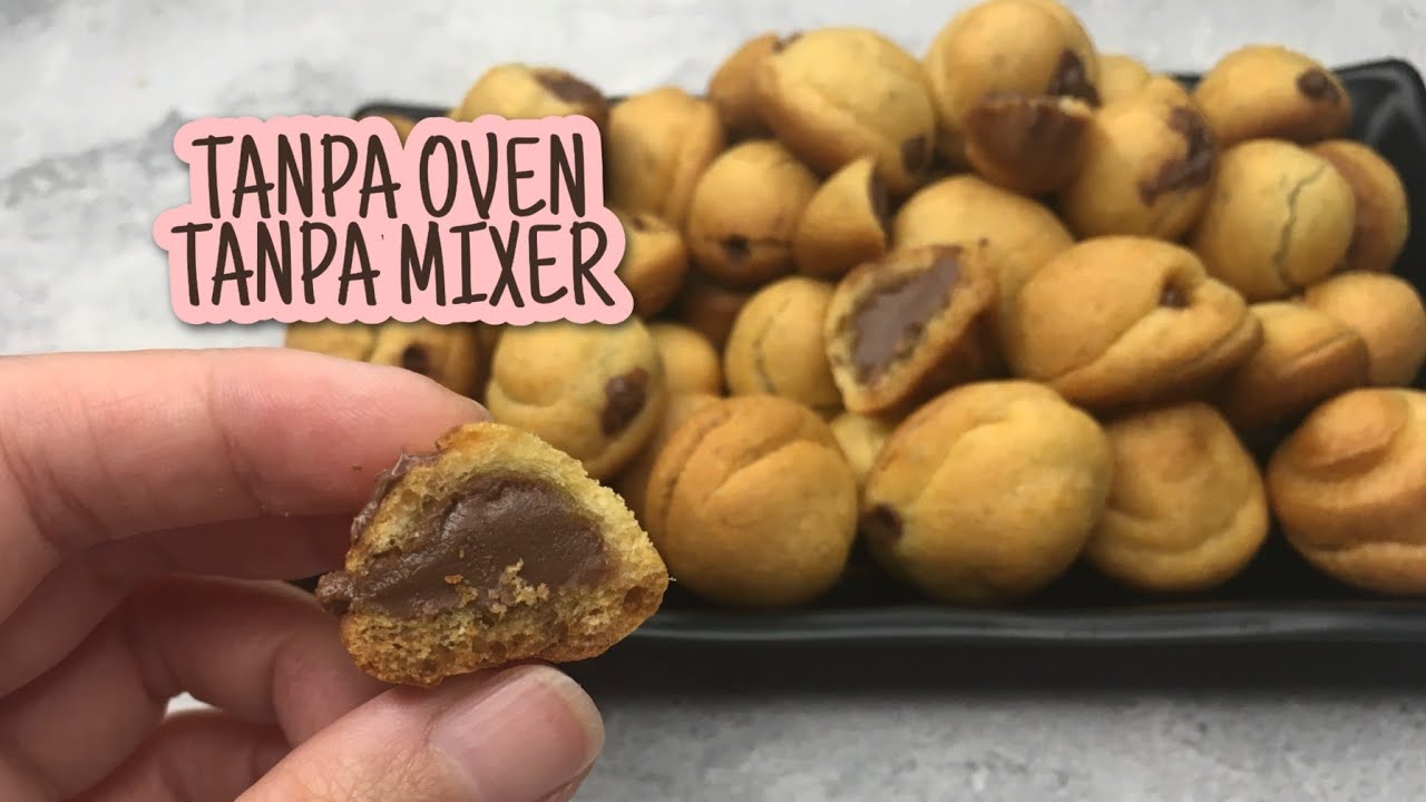 Resep Sus Kering Isi Coklat Tanpa Oven & Mixer - YouTube