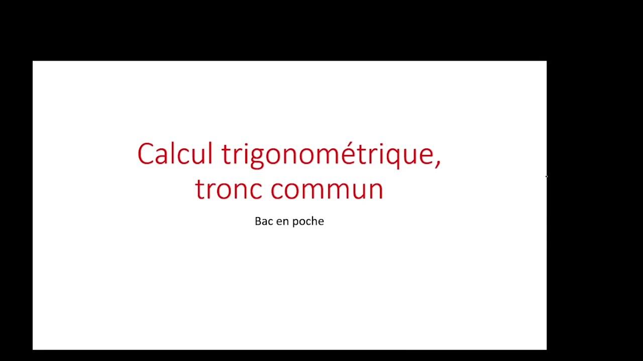 calcul trigonométrique. Exercice corrigé. tronc commun scientifique. - YouTube