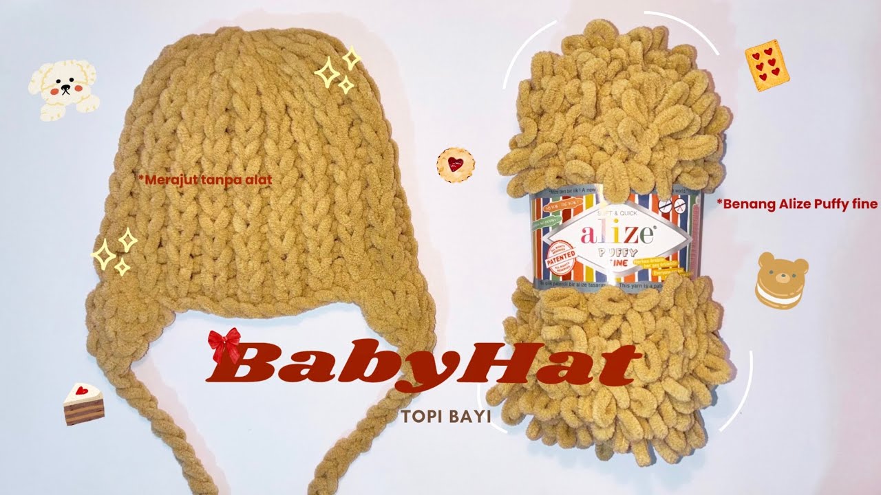 Tutorial merajut topi bayi rajut menggunakan benang rajut tanpa alat ...