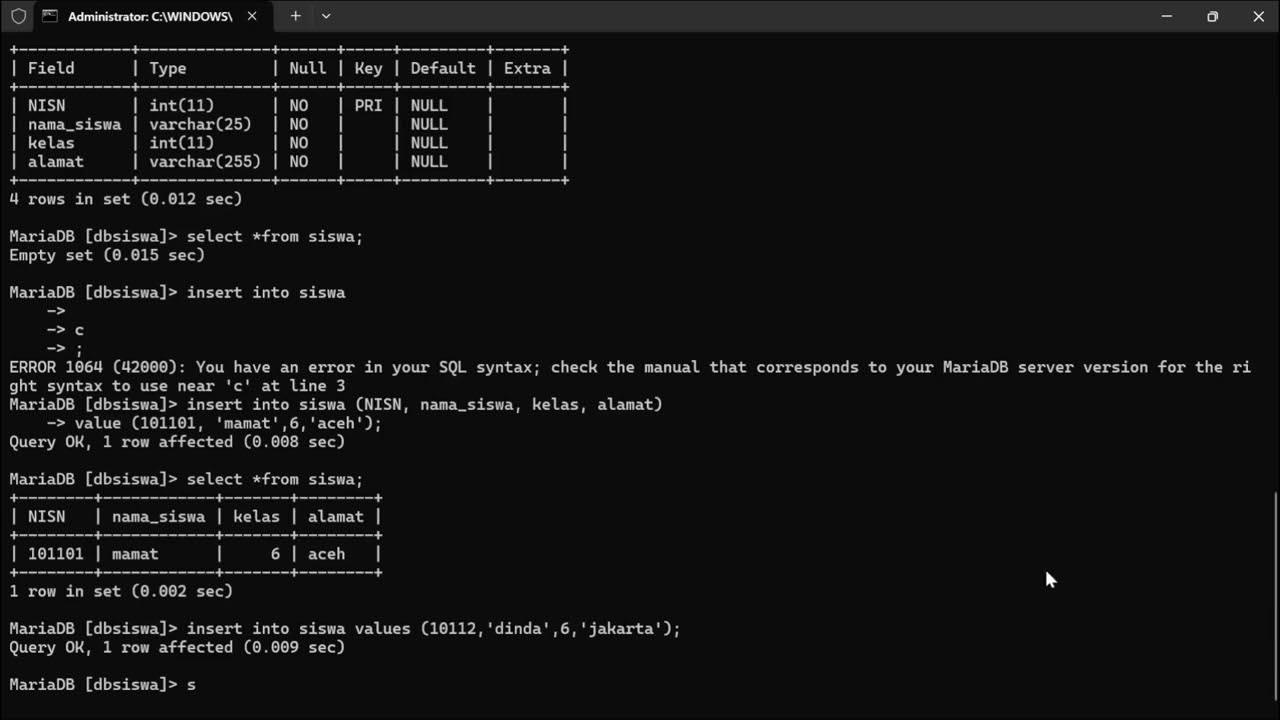 Membuat Database Menggunakan Mysql di CMD - YouTube