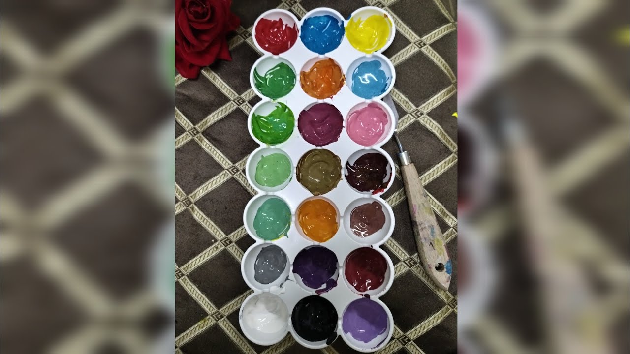 create 16 new color from 3 primary colors,black&white. #acryliccolor # ...