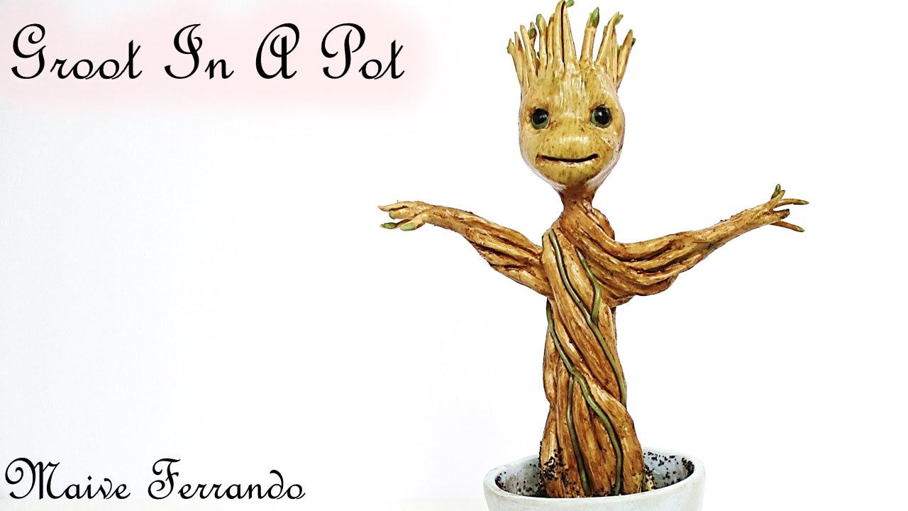 Polymer Clay Guardians Of The Galaxy Groot In A Pot Tutorial || Maive ...