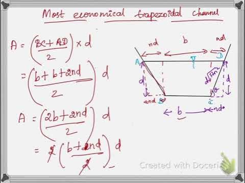 Derivation for most economical trapezoidal channel section - YouTube