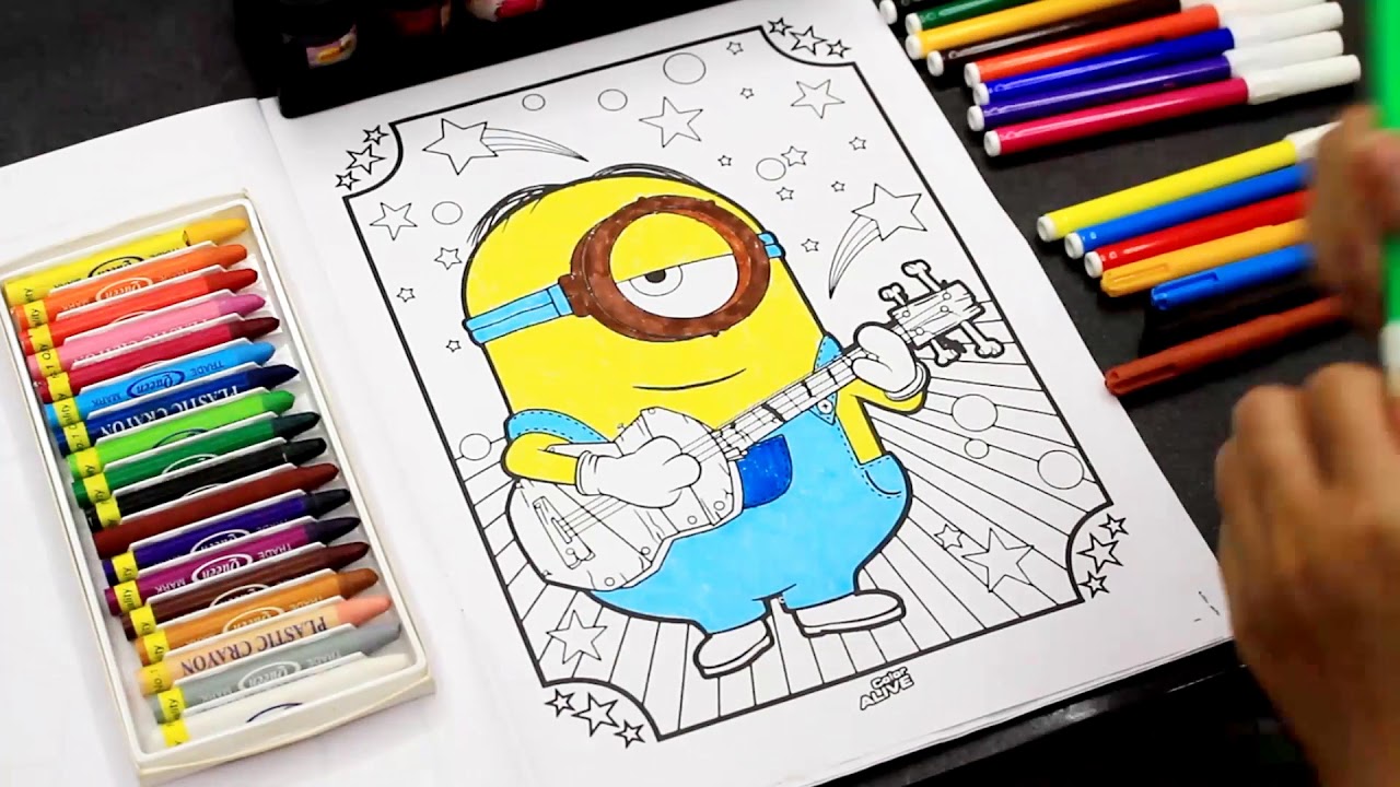 Coloring Virtual Reality ☆ 4D Coloring MINIONS PLAY GUITAR ☆ Crayola ...