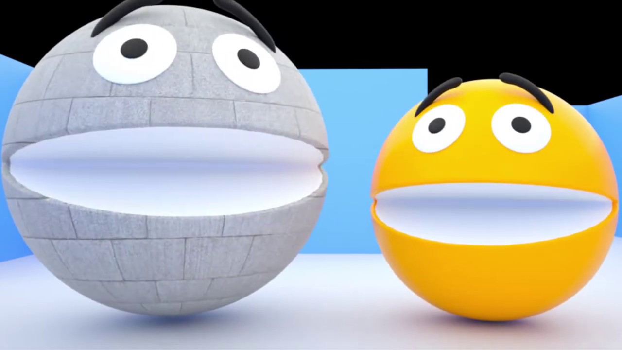 Pacman Spider Vs Red Monster Pacman as he chomps & Fruit on Tree and ...