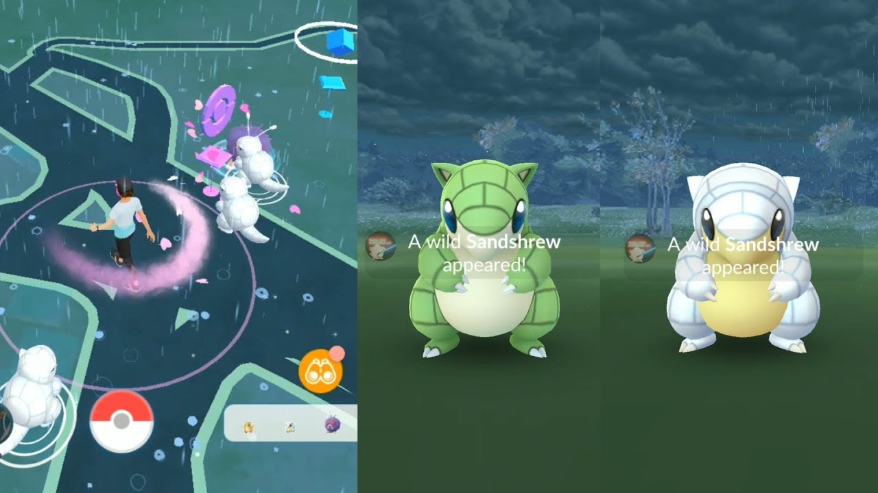 New Shiny Sandshrew and his alolan form in the wild! - YouTube
