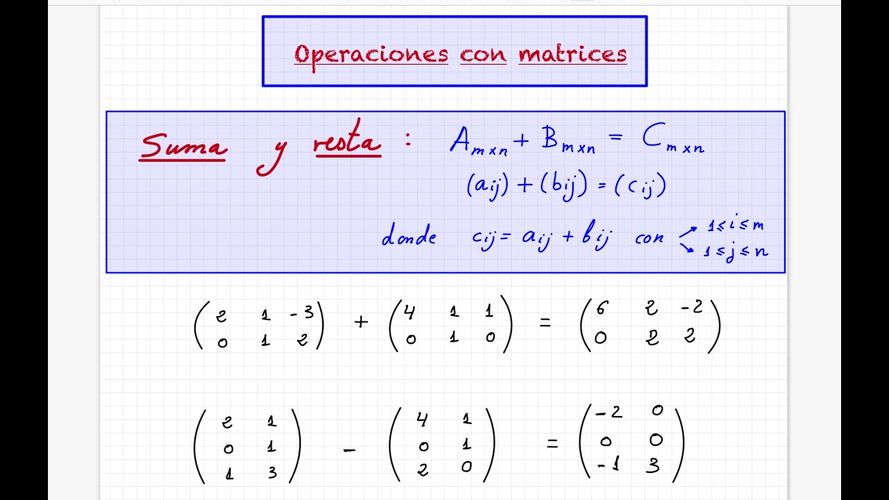 Operaciones con matrices - YouTube