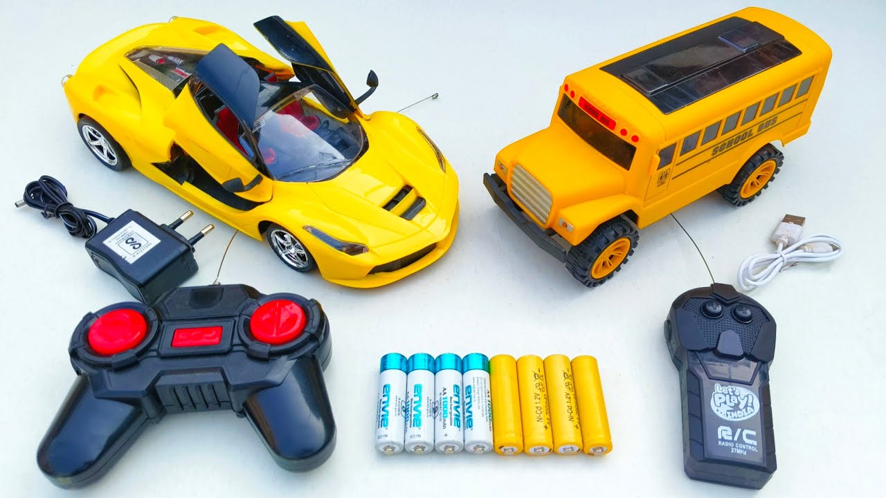 Lamborghini RC car and RC school bus unboxing in testing | 3D lighting ...