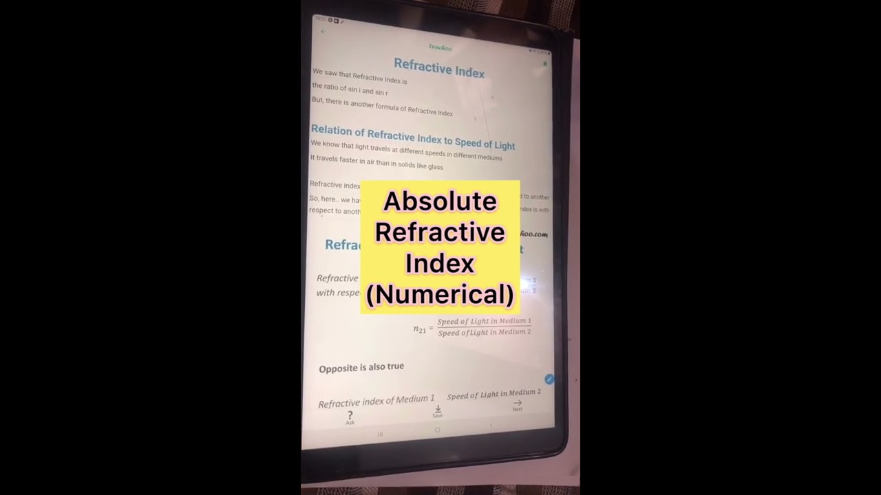 Class10 |Absolute Refractive Index-174 Ncert 📚 - YouTube