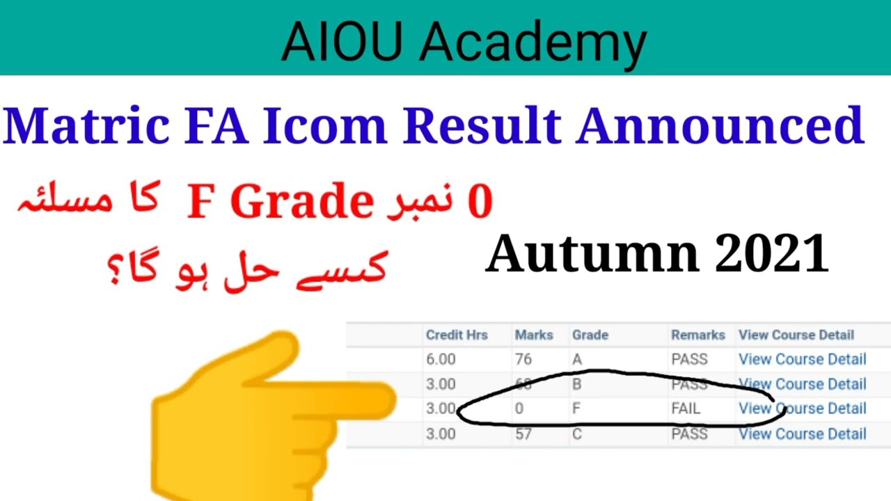 Matric FA Icom result || zero marks in results Pass ya fail || @AIOU ...