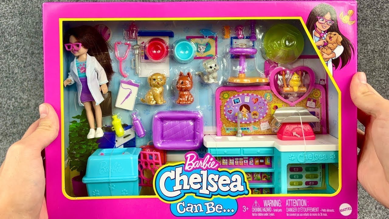 ASMR Barbie Chelsea Vet Playset Unboxing and Review - YouTube