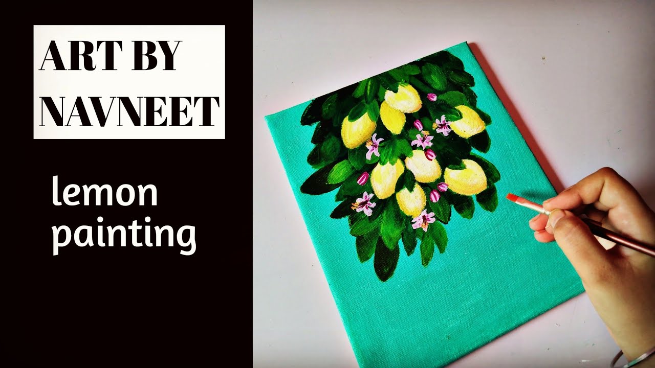 how to paint lemon on canvas for bigners/easy lemon painting - YouTube