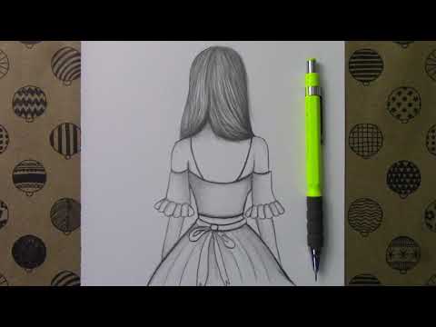 Güzel Elbiseli Bir Kız Çizimi - Drawing a Girl in a Beautiful Dress