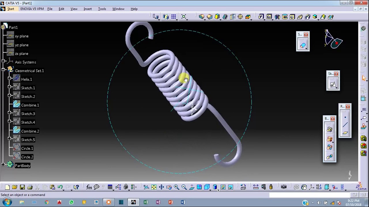 CATIA FOR BEGINNERS, How to make a Spring in CATIA v5 R20 surfacing ...