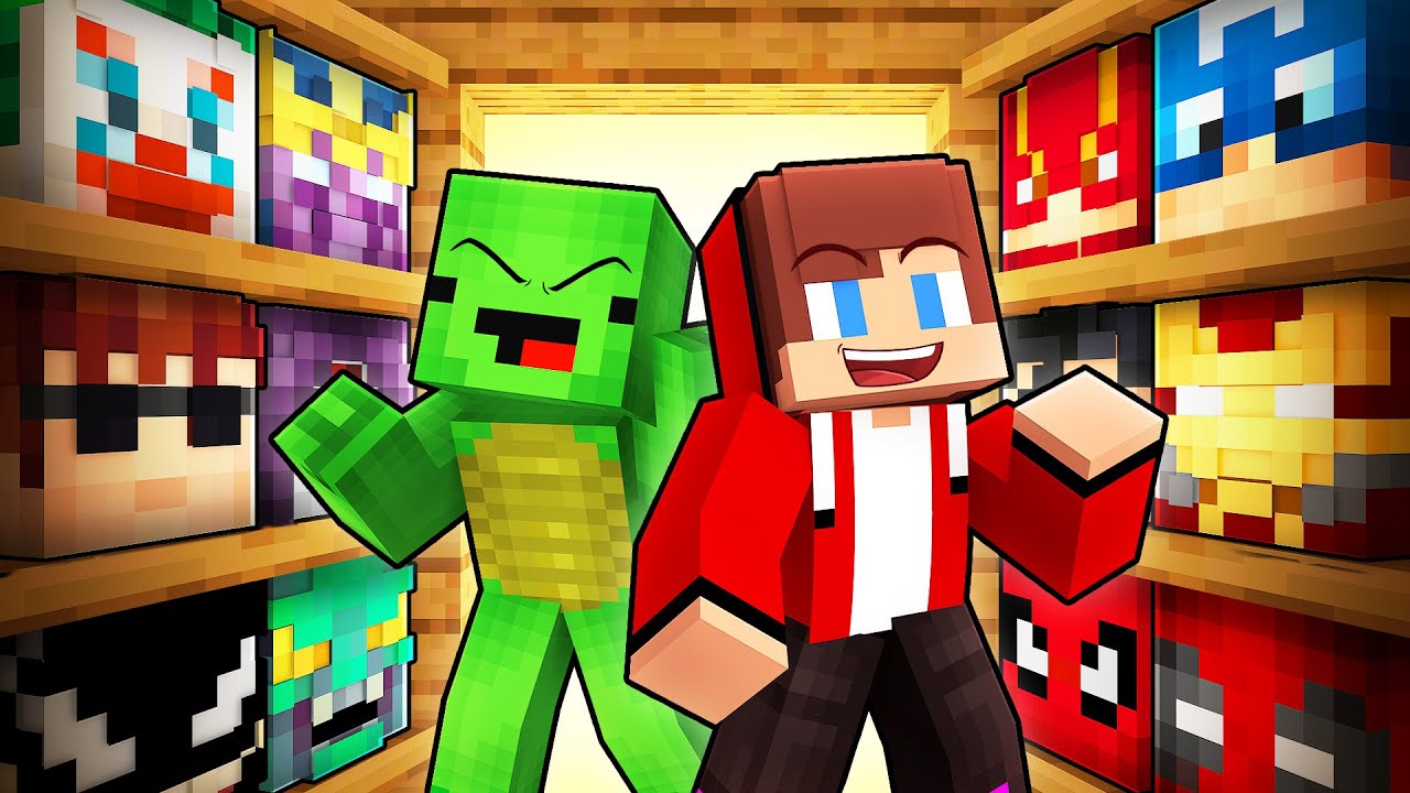JJ and Mikey: SUPERHERO Skin Battle in Minecraft - Maizen - YouTube