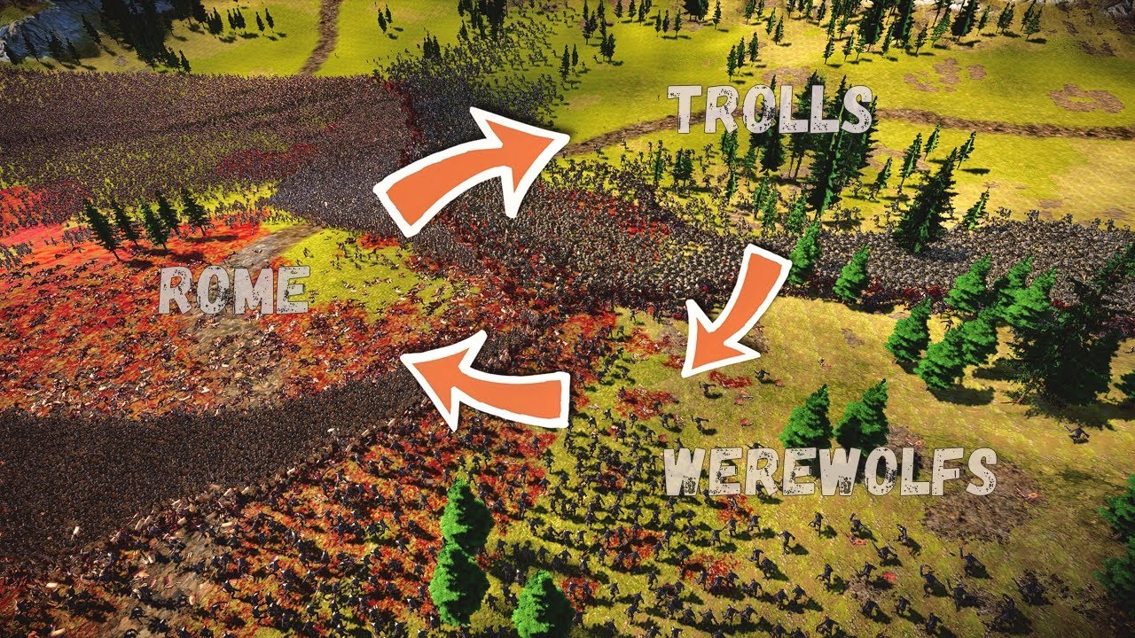 Battle of 3 Armies: Trolls vs Werewolfs vs Rome - UEBS 2 - YouTube