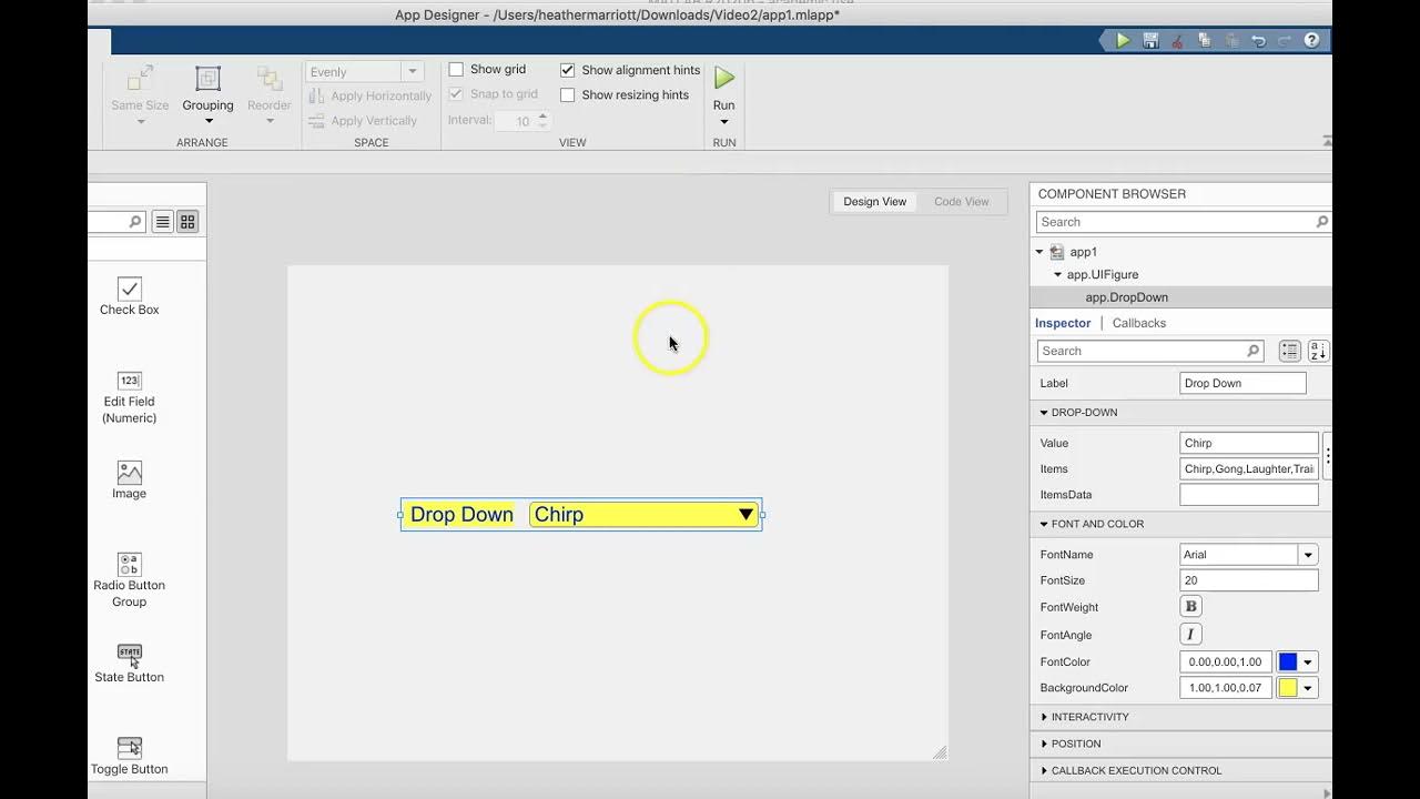 Adding Sounds in MATLAB, App Designer Drop Down Menu - YouTube