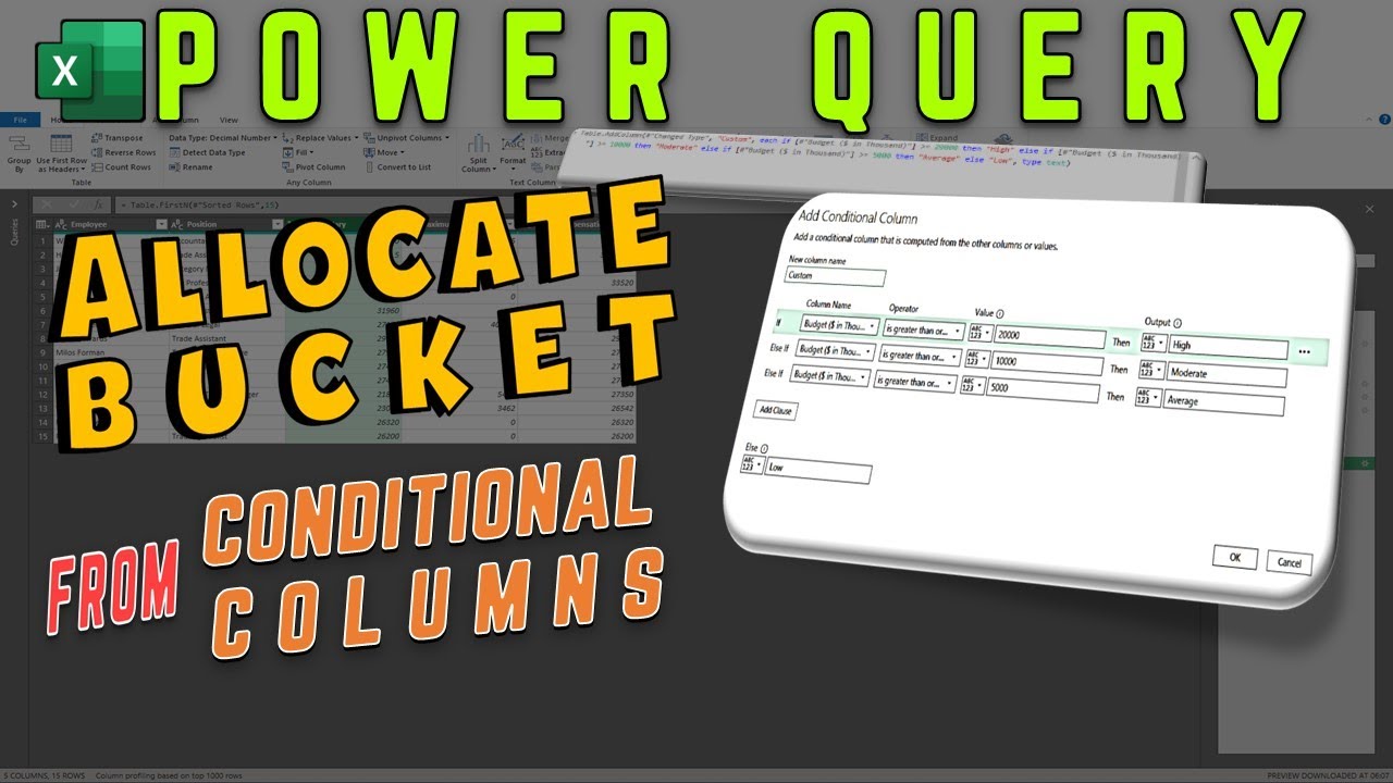 Buckets_Conditional_Columns | MICROSOFT POWER QUERY - YouTube
