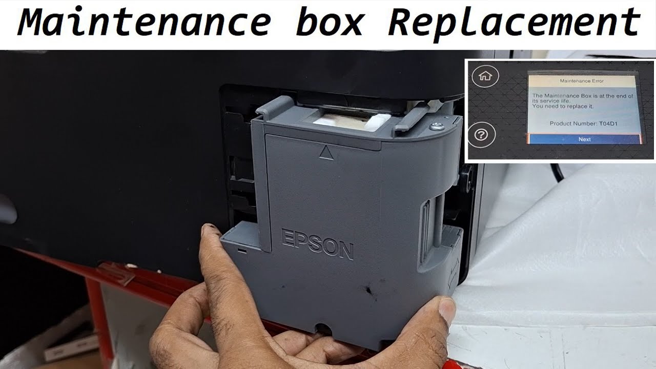 epson printer maintenance box replacement - YouTube