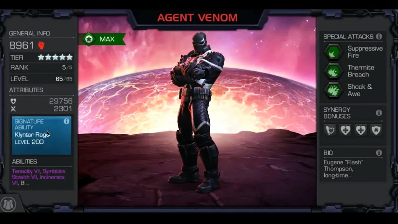Marvel: Contest Of Champions - 5 Star Agent Venom - YouTube