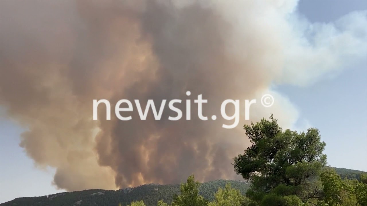 Φωτιά στη Βαρυμπόμπη: Συναγερμός για Δροσοπηγή και Κρυονέρι - YouTube