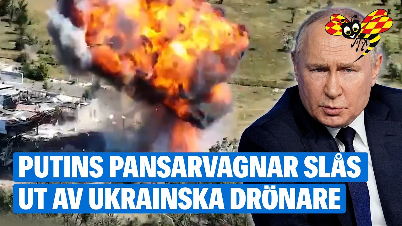 Smällen mot Putins pansarvagnar: Slås ut av självmordsdrönare - YouTube