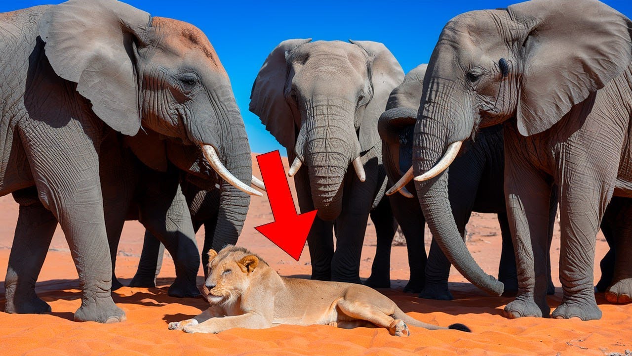 Blind Lioness Collapses After Years Alone — What a Herd of Elephants ...