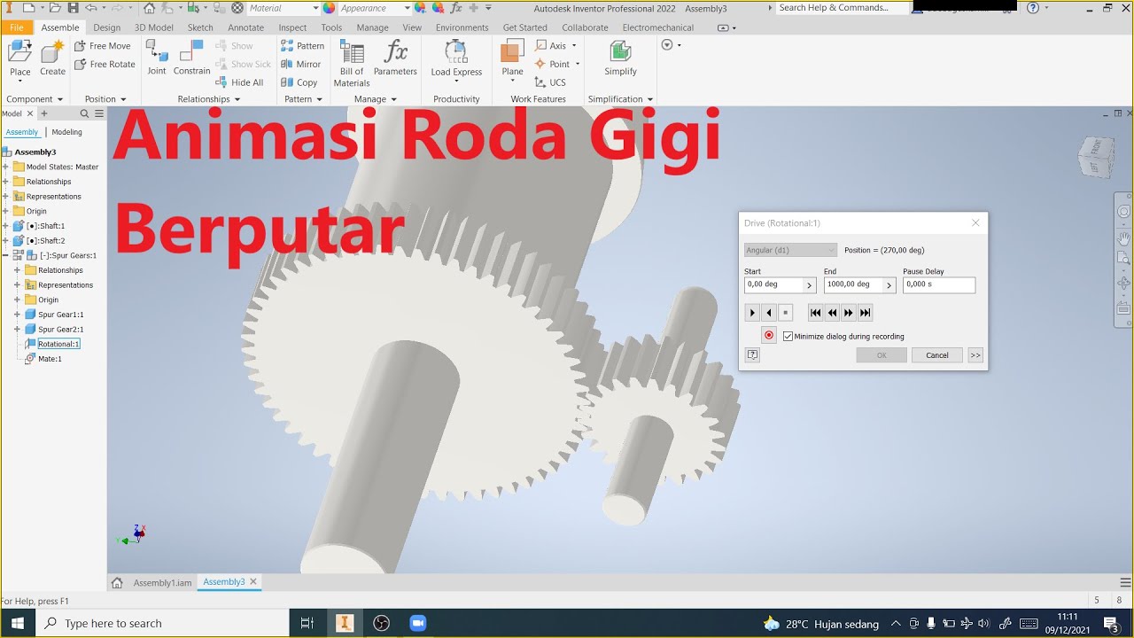 Cara Membuat Animasi Berputar Pada Roda Gigi di Autodesk Inventor 2022 ...