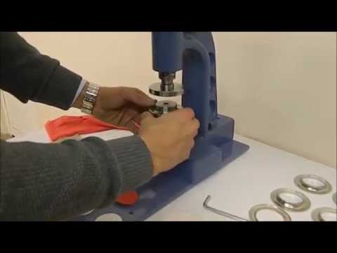 CURTAIN GROMMET MACHINE(TIR EYELETS,BIG SIZE GROMMET STROKING HAND PRESS) - YouTube
