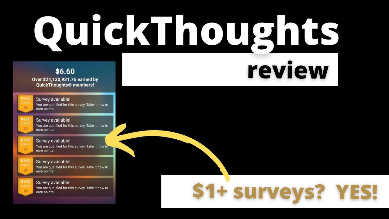 QuickThoughts App Review: $1+ Surveys to Earn $5+/day - YouTube
