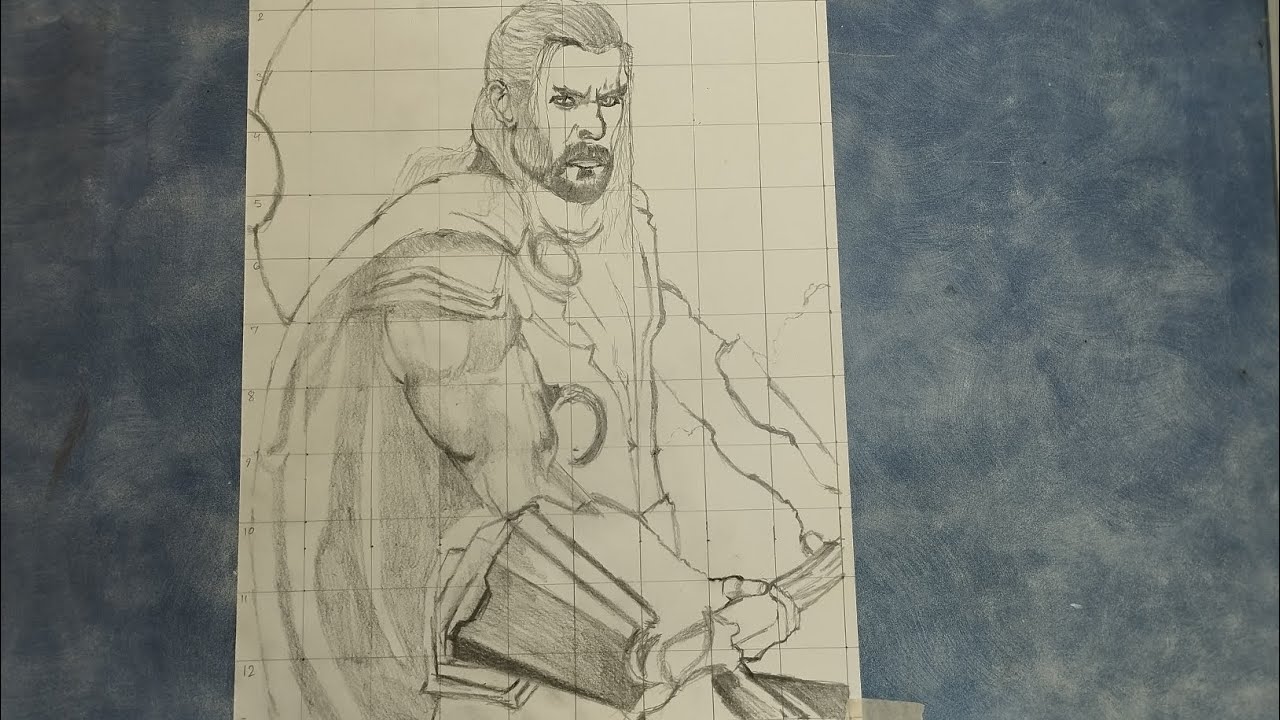 how to draw thor / outline tutorial - YouTube