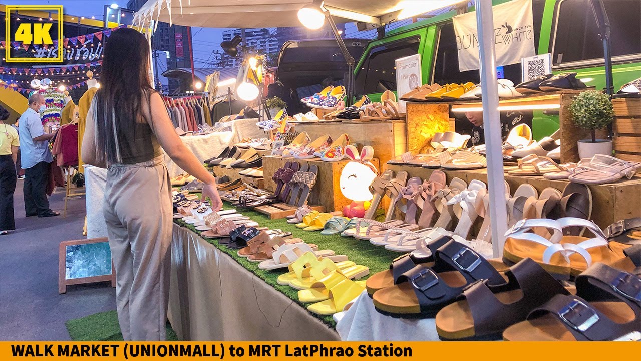 UNION MALL Night Market to MRT Lat Phrao Station - YouTube