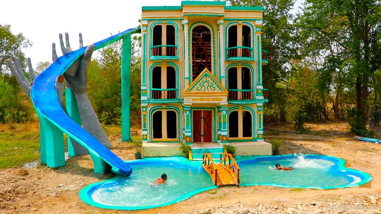 They Spend 335 Days in the Forest! Build Modern Mud Villa, Underground ...