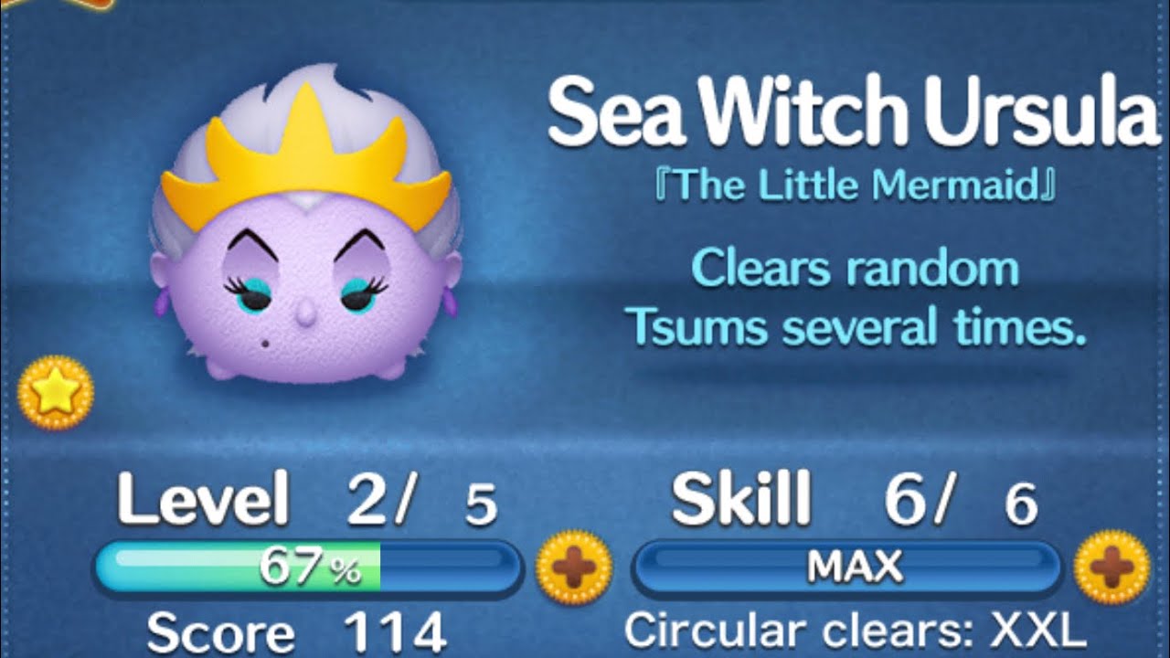 Disney Tsum Tsum SEA WITCH URSULA skill 6 gameplay (New November 2021 ...