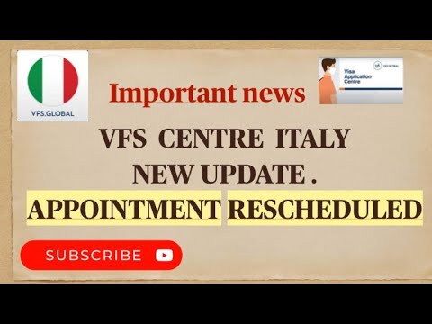 vfs italy important news for appointment reschedule - YouTube
