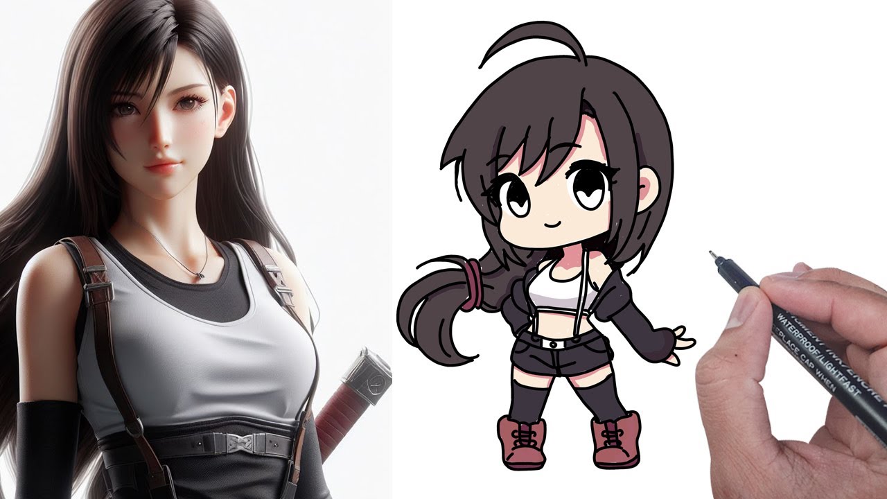 How To Draw Tifa Lockhart Cute & Ez - YouTube