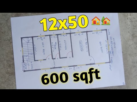 12x50 SMALL HOUSE PLAN ll 2 BHK HOUSE DESIGN ll 600 SQFT GHAR KA NAKSHA ...