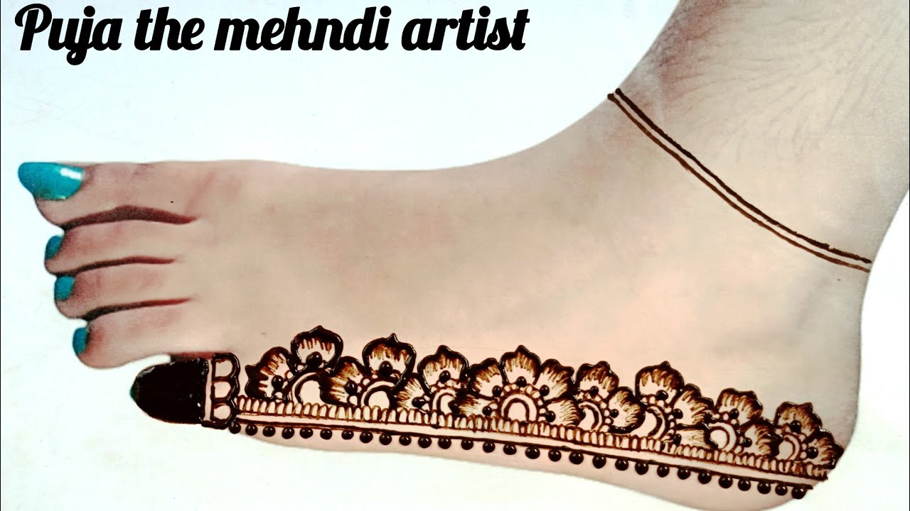 Most Beautiful Foot Mehndi Design Simple/Gorgeous Bridal Leg border ...