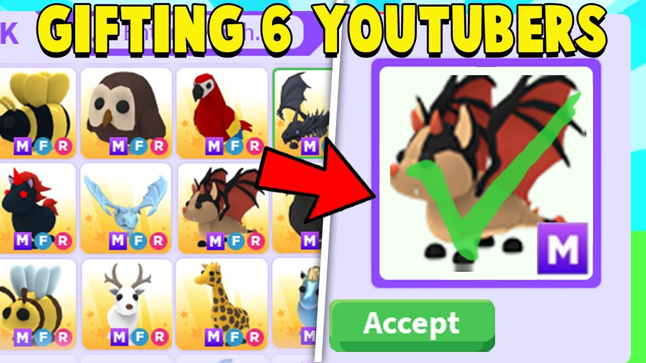 I gifted MEGA PETS to 6 FAMOUS Adopt Me Youtubers! - YouTube