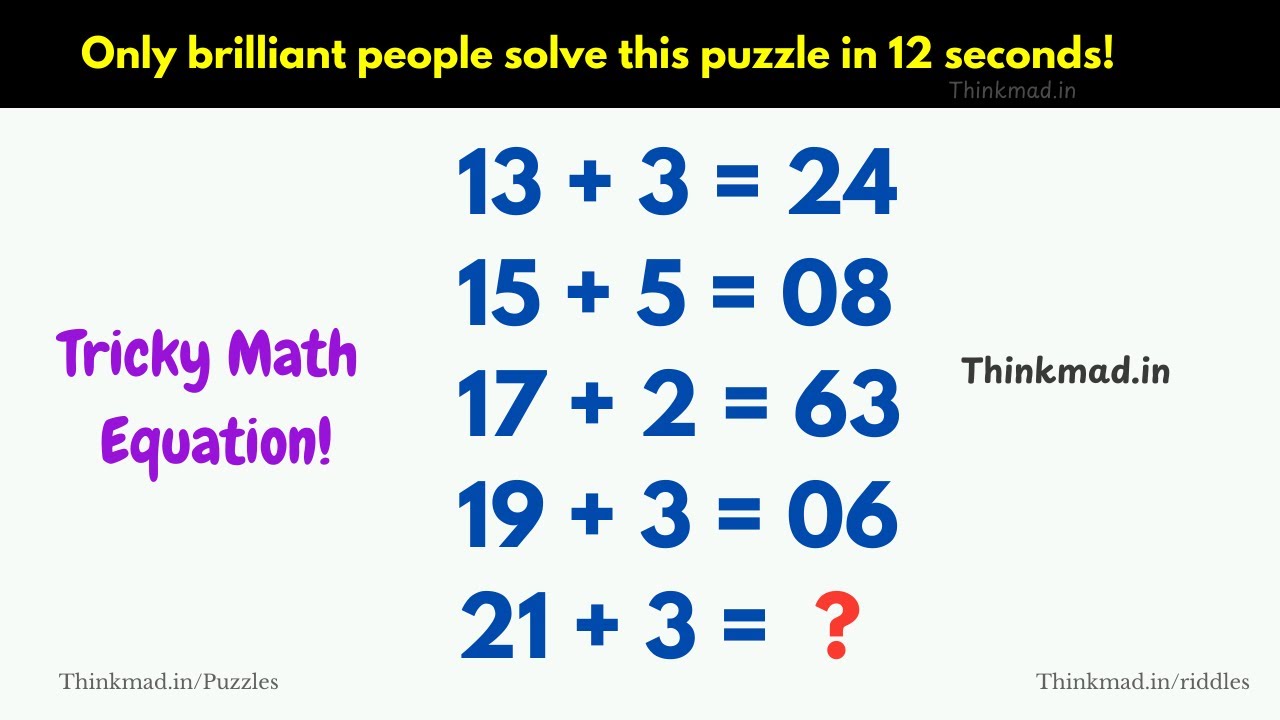 Tricky Math Equation 21+3 = ? | Only brilliant people solve this math ...